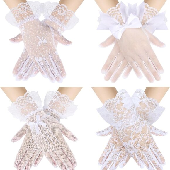 Accessories | 4 Pairs Tea Party Gloves For Little Girls Kids Lace Short ...
